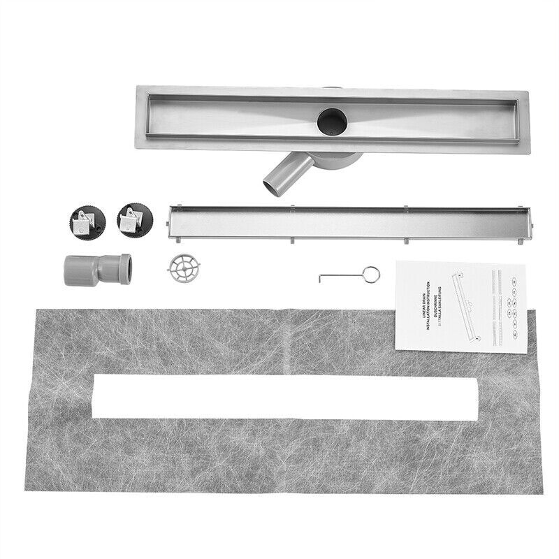LINEAR SHOWER DRAIN STAINLESS STEEL WETROOM BATHROOM CHANNEL GULLY TRAP ...