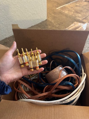 Klipsch speakers- two KG2.5, two epic-CF1, one KV3, all medium oak. One ...