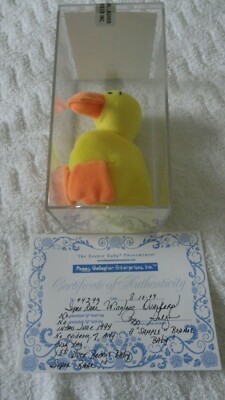 Authenticated Ty Beanie Baby PROTOTYPE QUACKERS WINGLESS-NO Wing SUPER ...