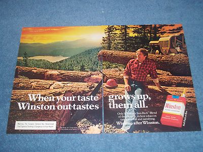1980 Winston Cigarettes Vintage 2pg Lumber Jack Ad "When Your Taste ...