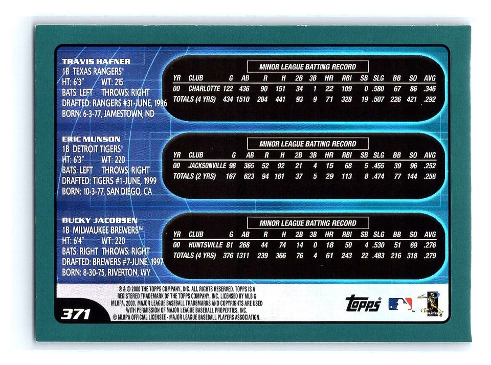 2000 Topps 50 Years Prospects Travis Hafner Texas Rangers #371 | eBay