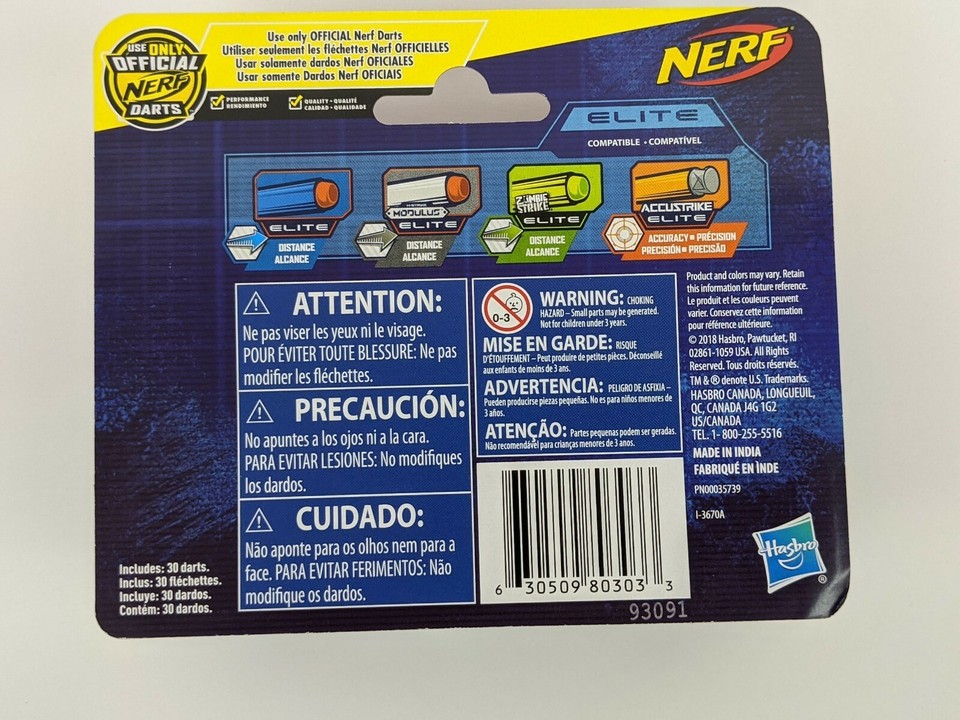 NEW 30 Nerf N-Strike Elite Blaster Blue Ammo Bullets Dart Refill Foam ...
