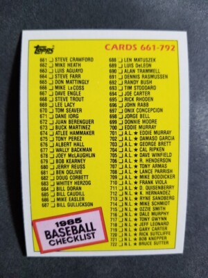 1985 Topps CHECKLIST 661 - 792 card # 784 [C10] | eBay