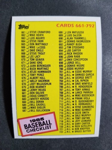 1985 Topps CHECKLIST 661 - 792 card # 784 [C10] | eBay