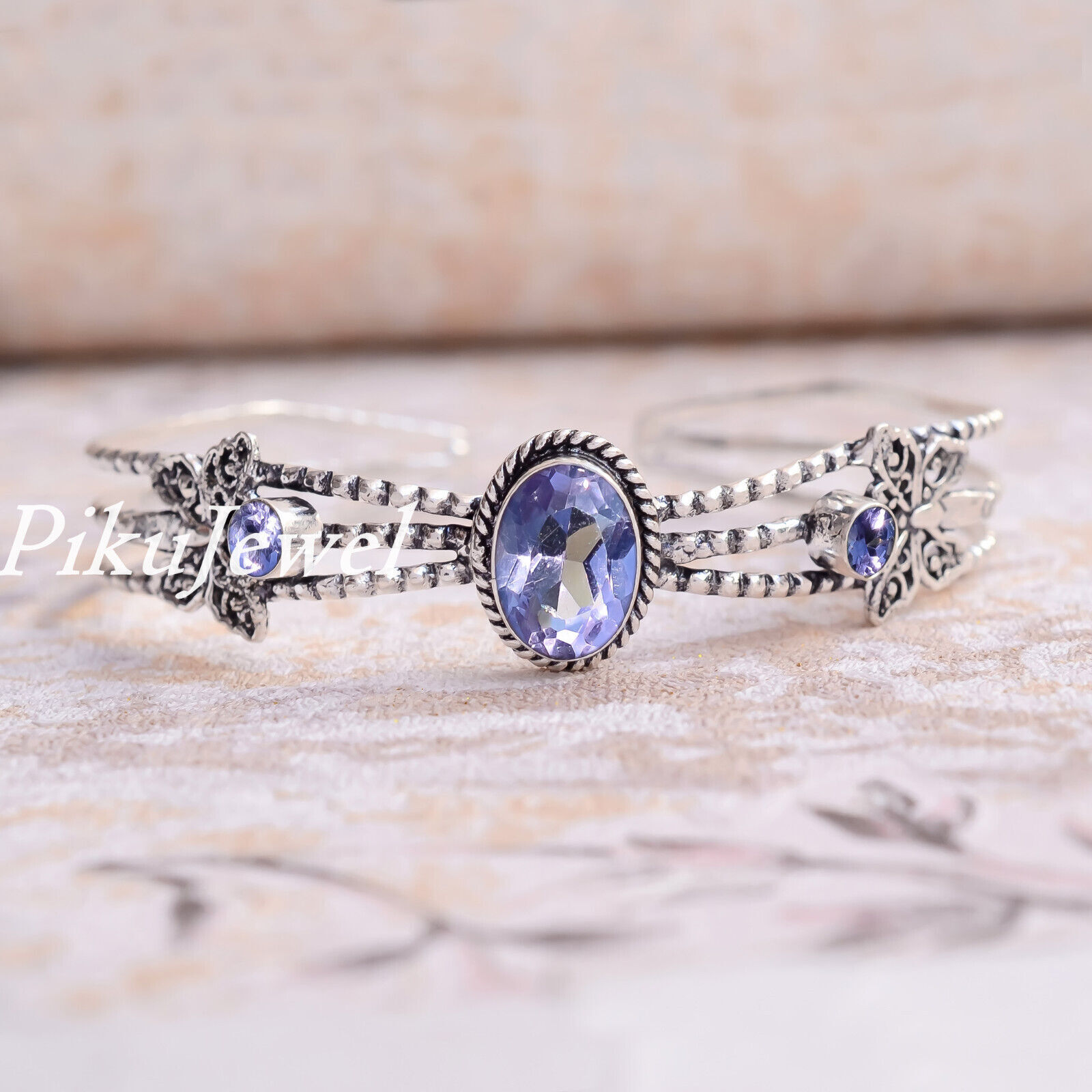 Faceted Amethyst Multi Gemstone Cuff 925 Sterling Silver Butterfly Work Bracele | eBay