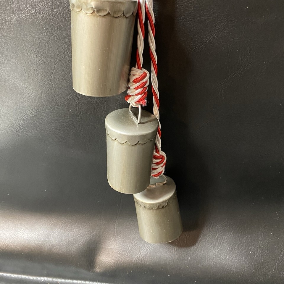 New Red Polka Dot Peppermint Lane Door Bell Decor w/ Hanging Cow Bells ...
