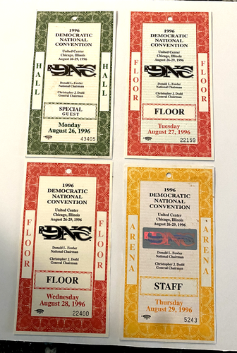 1996 Democratic National Convention Credential Set & Sky Suite Passes ...