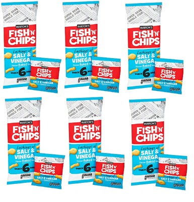 PACK OF 36 Burtons Fish N Chips Salt And Vinegar Flavoured Crisps 25g ...