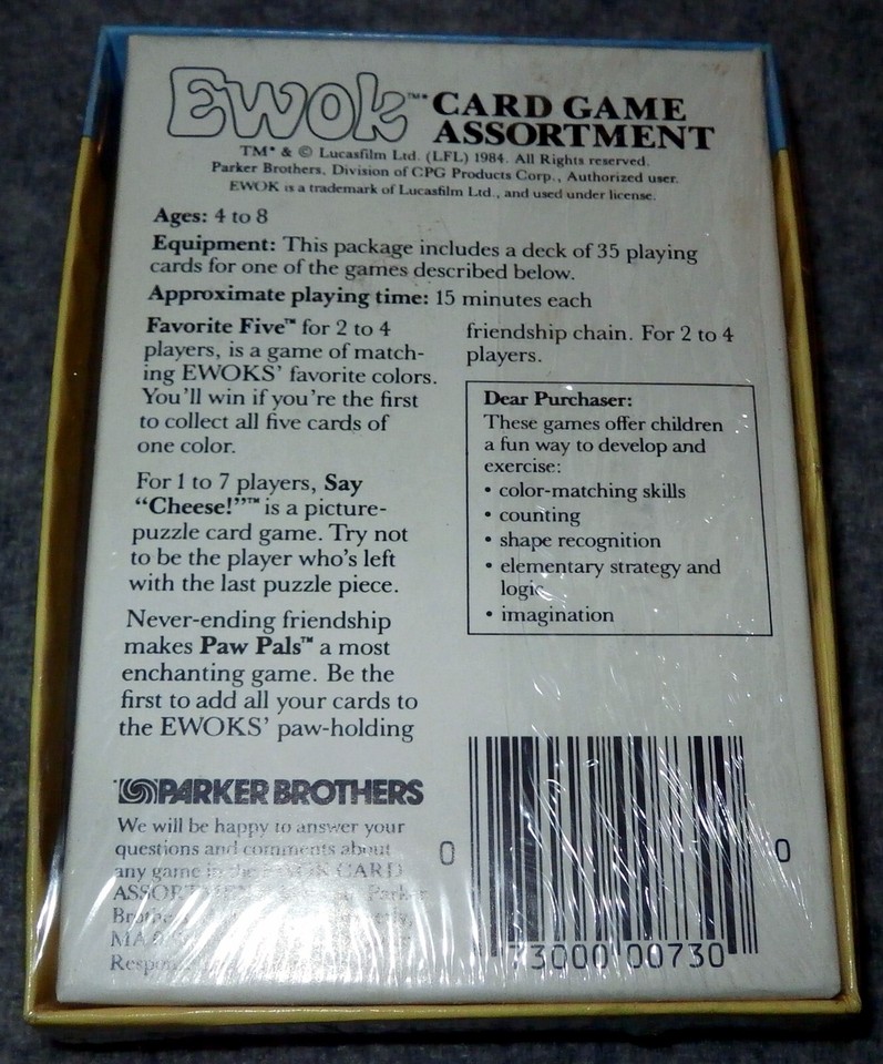 Ewok Paw Pals Card Game | NEW & SEALED | Star Wars ROTJ Parker Brothers ...
