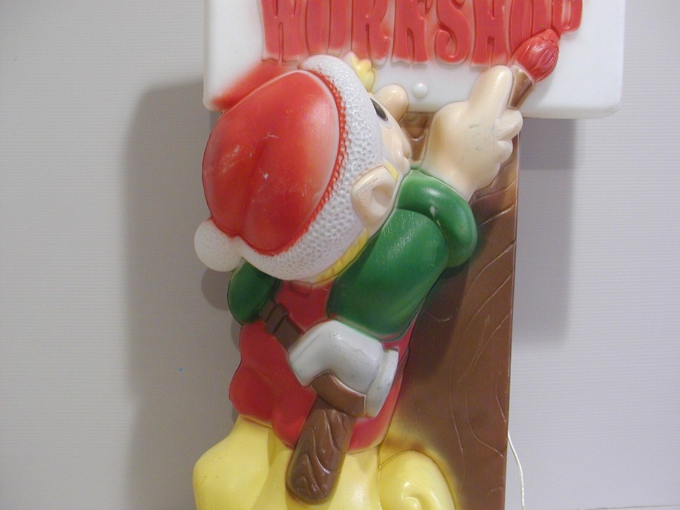 Vintage General Foam Elf Santa's Workshop Lighted Christmas Blow Mold ...