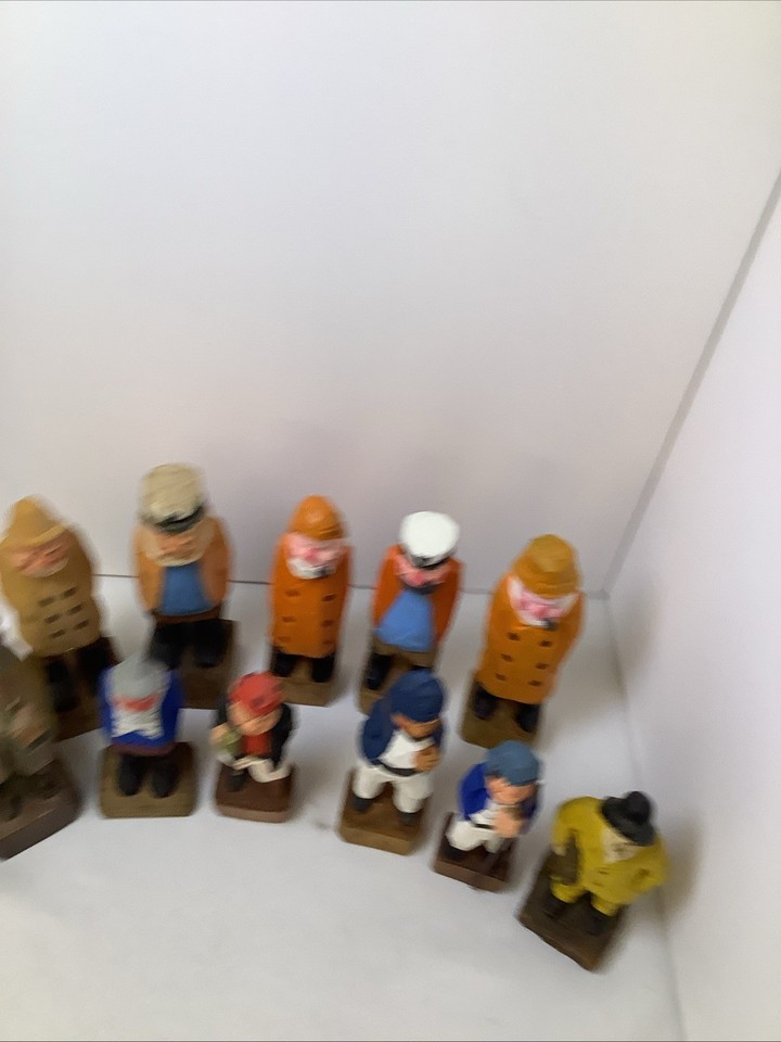Set of 11 Vintage Nautical Hand Carved Wood Sea Captain Fisherman Folk ...