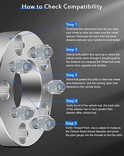 2PCS 1.5 inch 5 Lug Wheel Adapters change bolt pattern from 5x5.5 to 2x ...