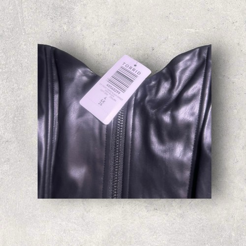 Torrid Women 4X Black Grunge Gothic Punk Biker Faux Leather Corset Crop ...