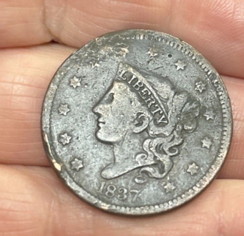 Early 1837 US Liberty Coronet Head Sm Stars & Date Large One Cent Coin ...