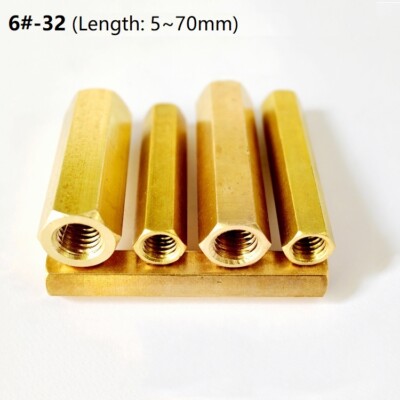 6#-32 Brass Long Rod Coupling Hex Nuts Connector Hex Connection Nuts ...