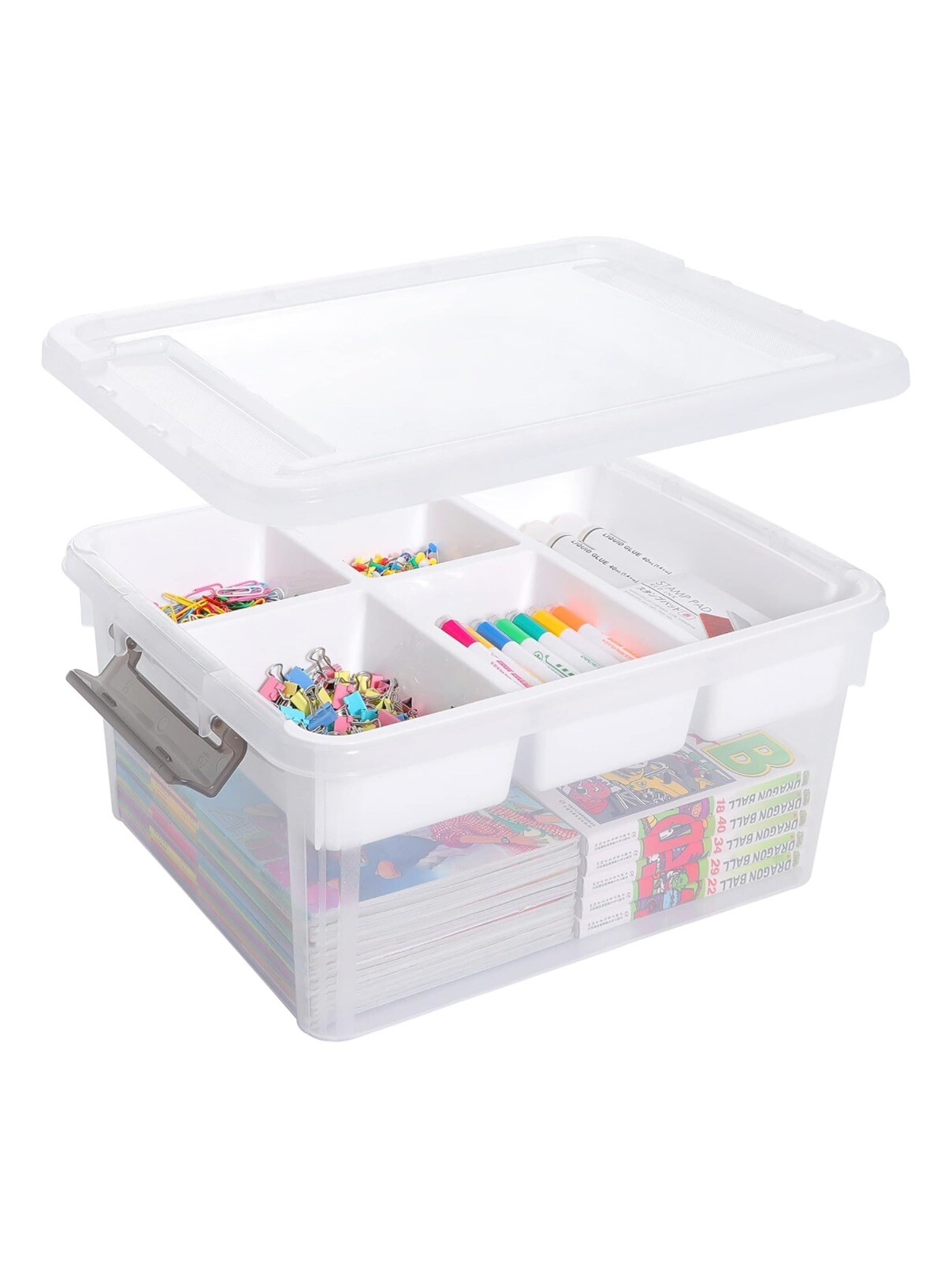 Citylife 17 QT Plastic Storage Box with Removable Tray Craft Organizers ...