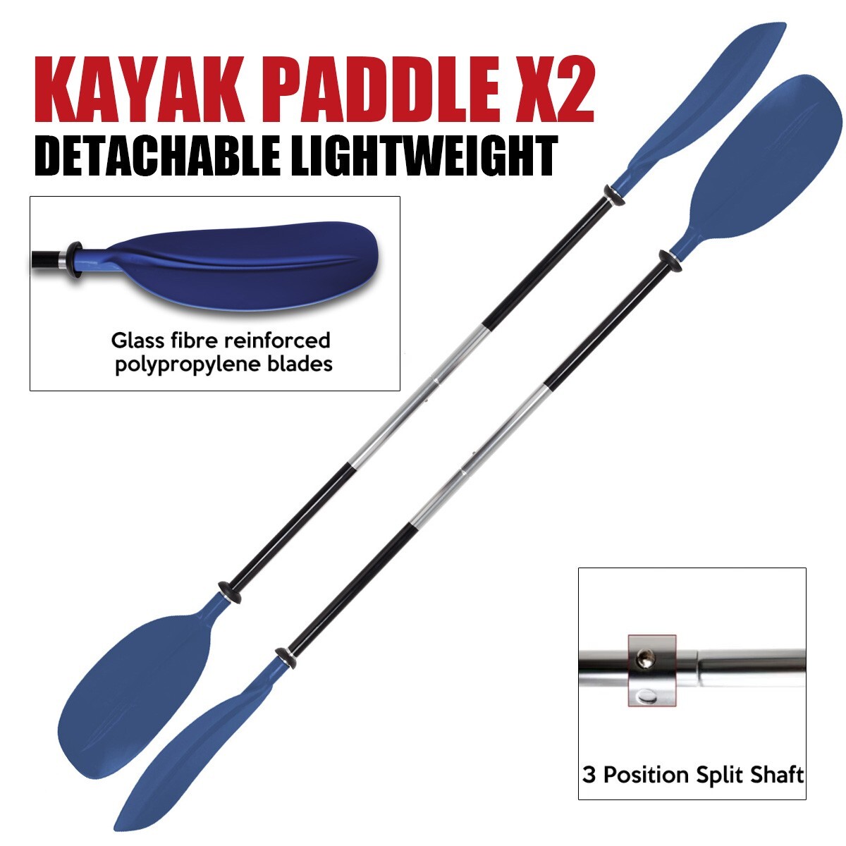 Oceansouth Kayak Paddles Blue, Aluminum Asymmetric (Split Shaft) x 2 | eBay