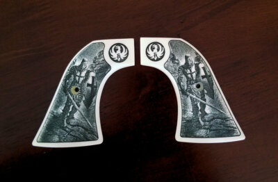 Ivory Ruger Super Blackhawk custom engraved Grips Crusader Knight ...