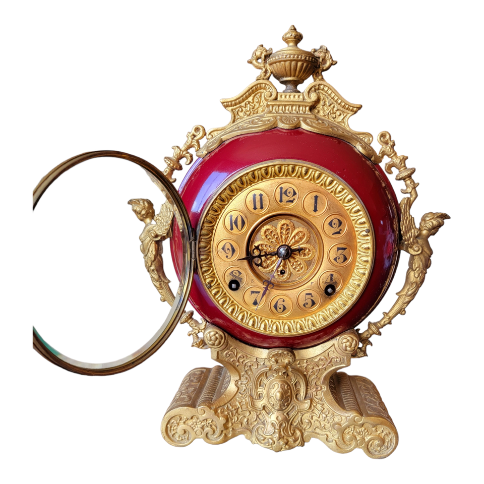 F. Kroeber Gilded Antique Mantle Clock Circa 19Century with Key. | eBay
