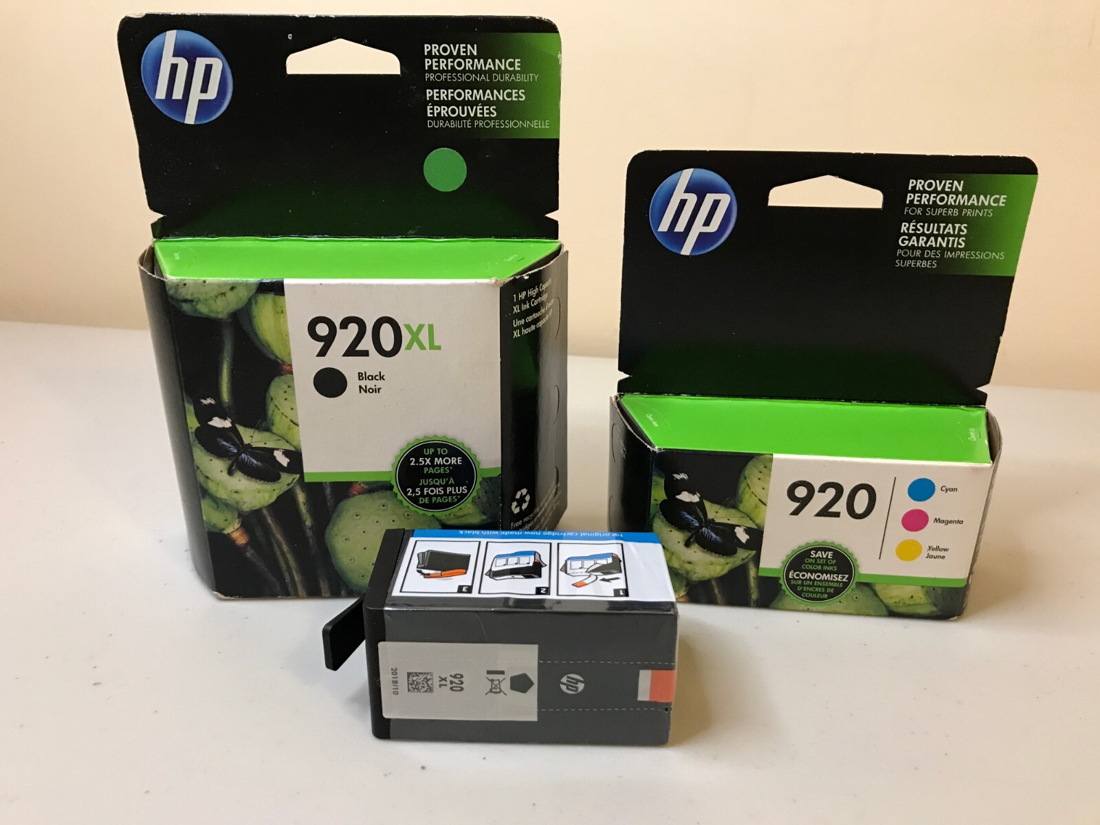 Genuine HP 920XL Black (x2) + 920 Color CMY Ink Cartridges Lot of 5 EXP ...
