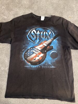STYX Concert Tour T Shirt 2015 Def Leppard Guitar Tesla RARE L Large ...