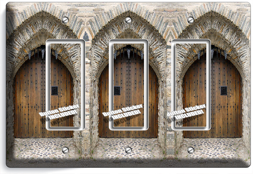 OLD MEDIEVAL CASTLE DOORS STONE WALLS LIGHTSWITCH OUTLET WALL PLATE MAN ...