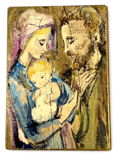 Vintage Holy Family Wood Plaque Madonna Child Saint Joseph Italy | eBay