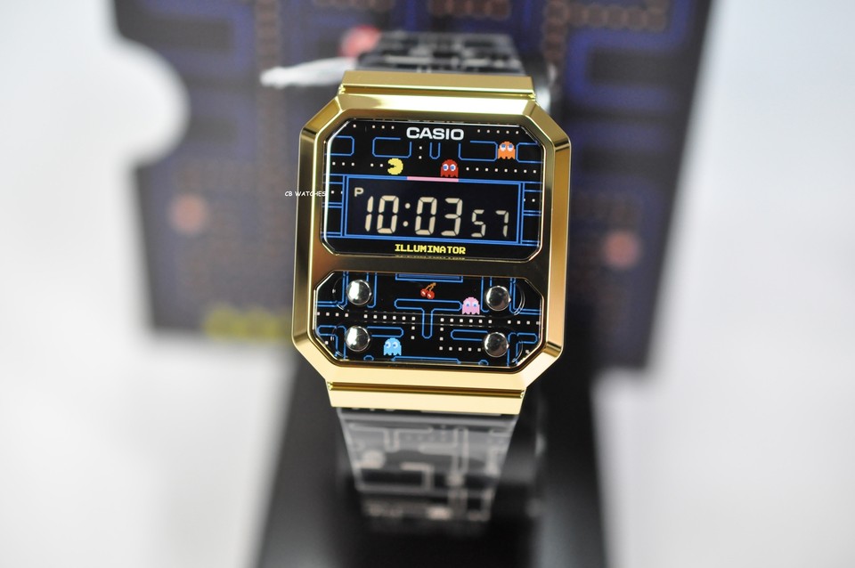 Casio Vintage A100WEPC PAC-MAN Digital Black/Gold Watch A100WEPC-1B ...