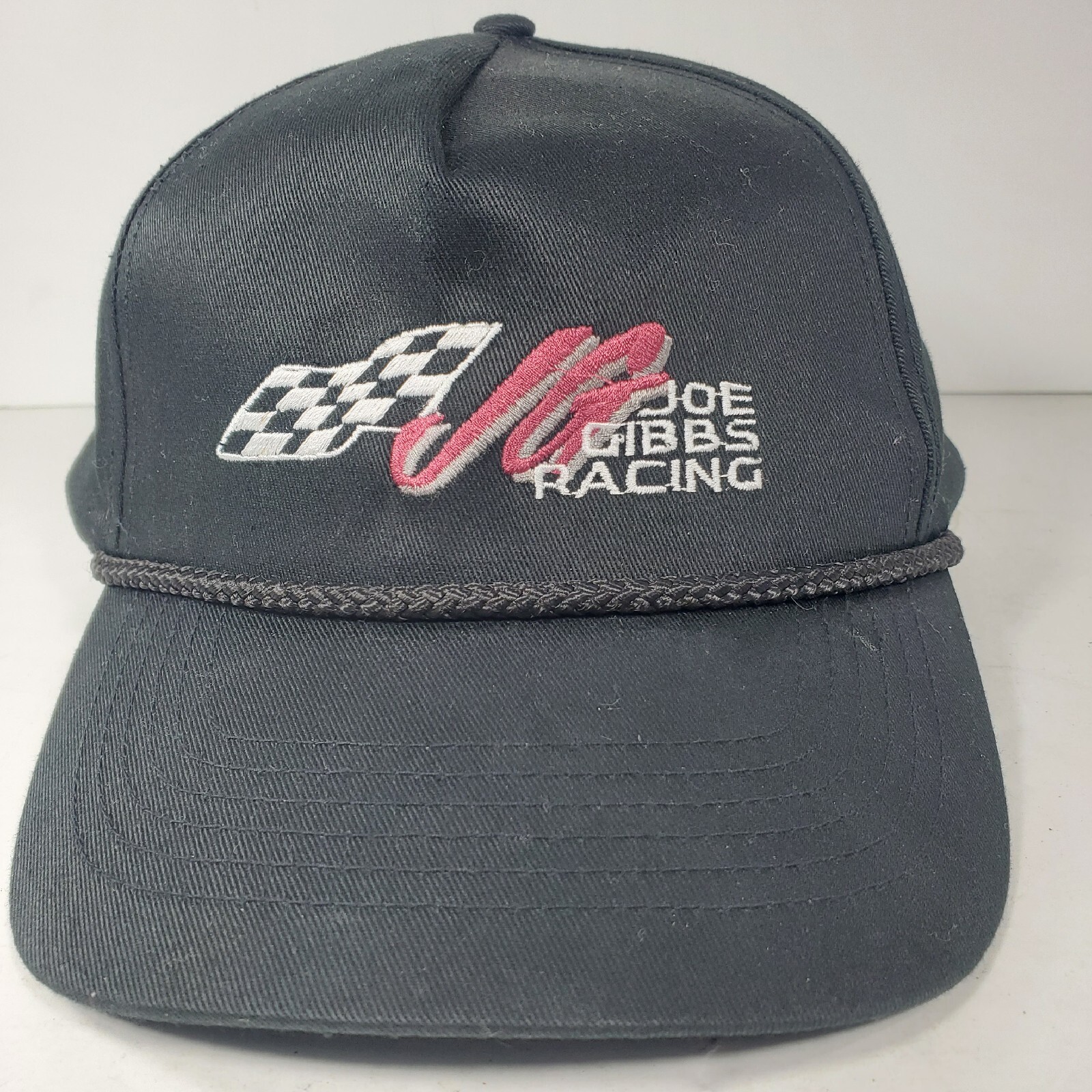 Joe Gibbs Racing Checkered Flag Hat Cap Black NASCAR Embroidered Starrett Snap | eBay