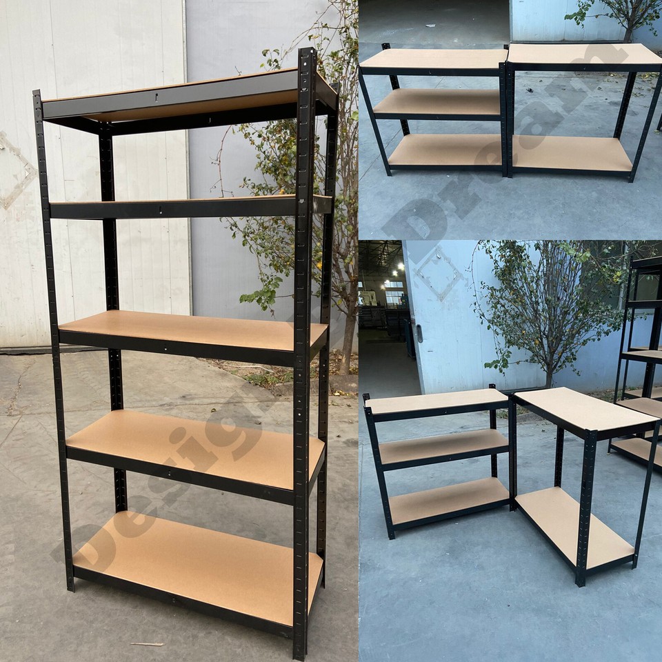 EXTRA THICK 5 TIER METAL SHELVING UNITS STORAGE RACKING SHELVES GARAGE ...