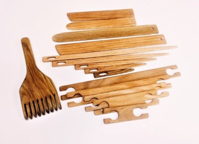 15 Piece Weaving Tapestry Beater Set With Shuttles Shed Needles Oak ...