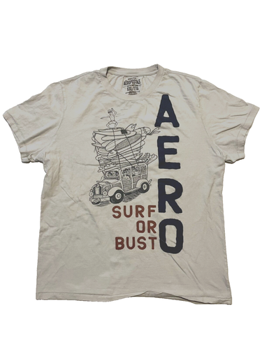 Aéropostale Shirt Men's XXL/2XL White Surf or Bust Graphic Tee Skater ...