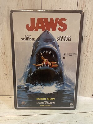 Jaws Movie Poster Tin Sign Mancave Retro Vintage Metal Wall Decor ...
