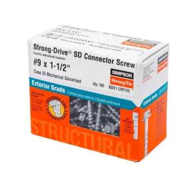 Strong-Drive® SD CONNECTOR Screw #9 x 2-1/2 in. 1/4-Hex Drive, Mech ...