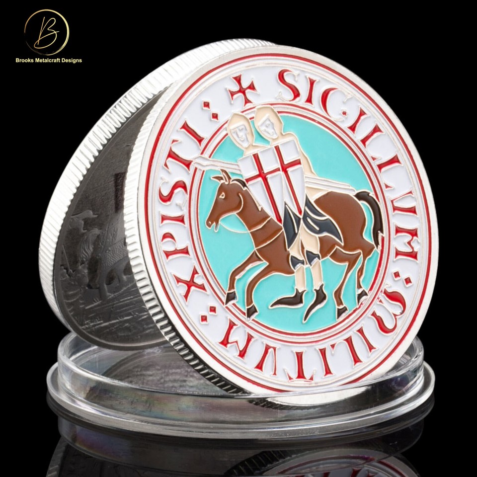 Knights Templar Riding Horse Colored Back Silver Challenge Coin | eBay