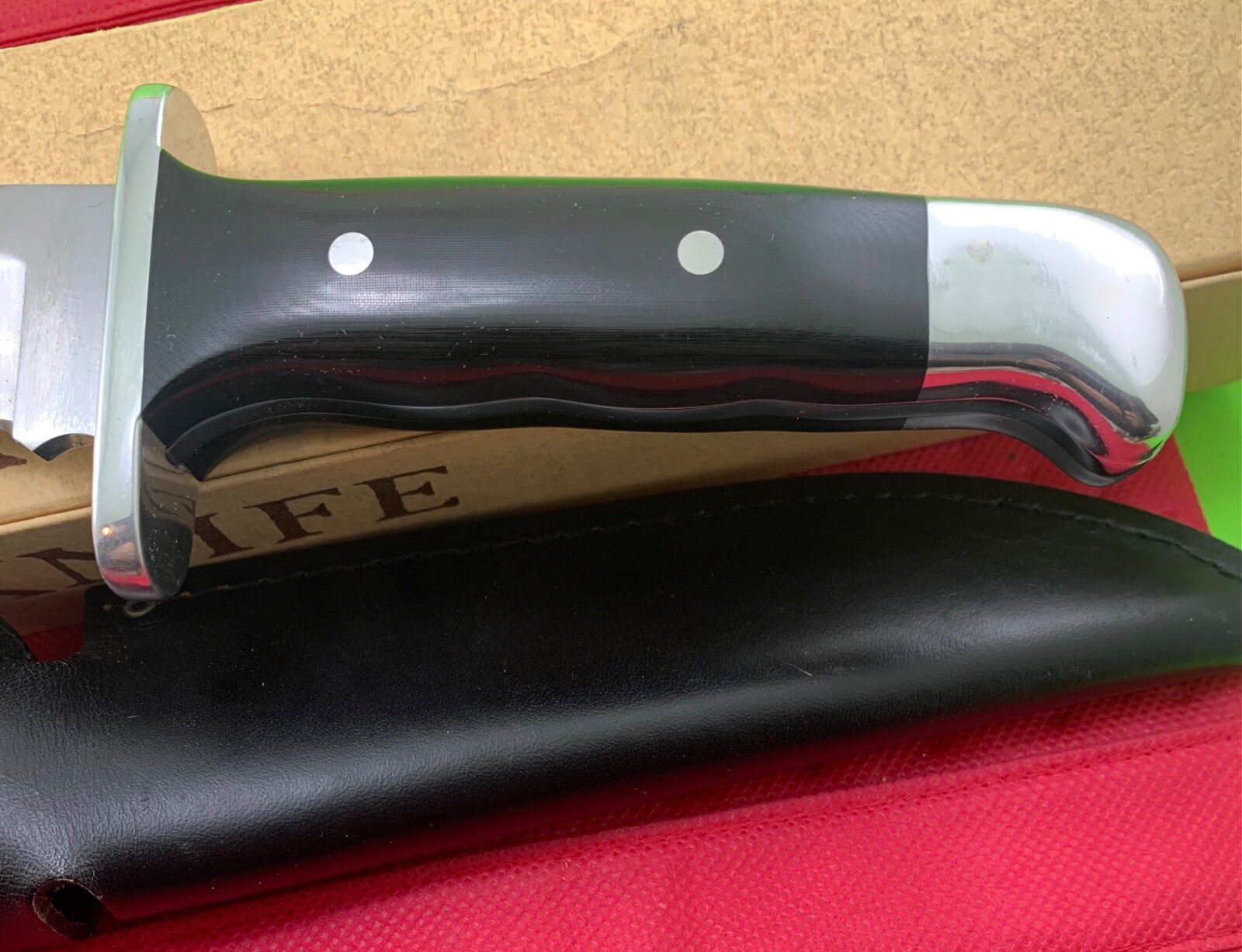 PRE DATE CODE BUCK 124 FRONTIERSMAN MICARTA KNIFE W/ SHEATH LIGHTLY ...