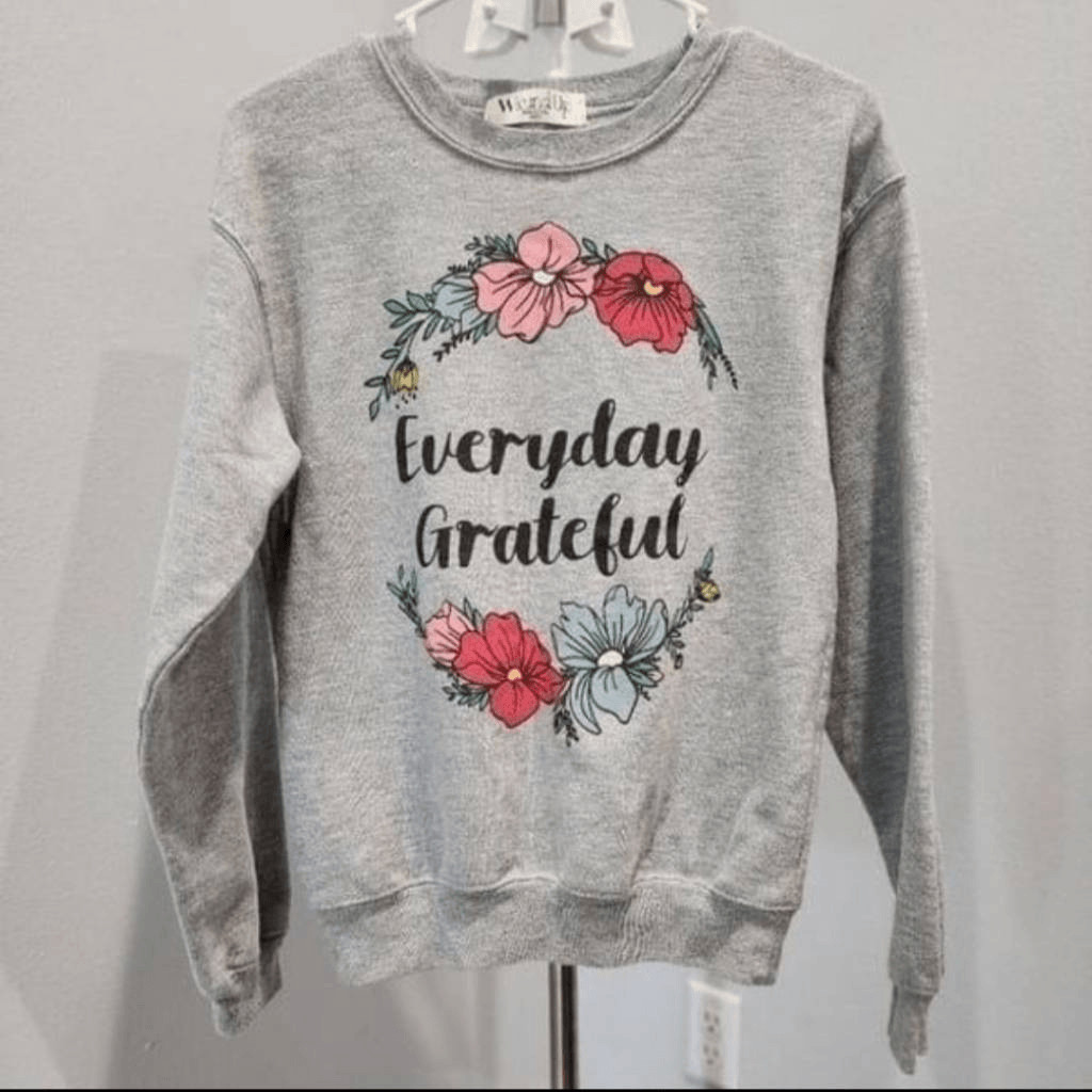 Wound Up Everyday Grateful” Juniors Sweatshirt Size: … - Gem
