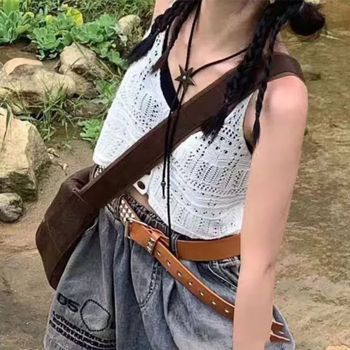 Alloy Pendant Star Waist Rope PU Y2k Necklace Leather Woven Necklace | eBay