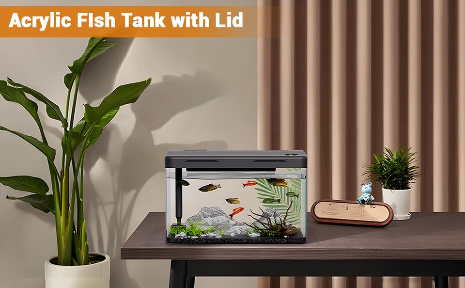 Aquarium Fish Tank Starter Kit Fish Tank Mini Desktop Rectangular Fish ...