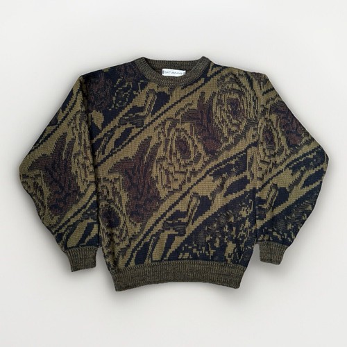 Saturdays Sweater Mens S Abstract Pattern Vintage 80s Chunky Knit | eBay