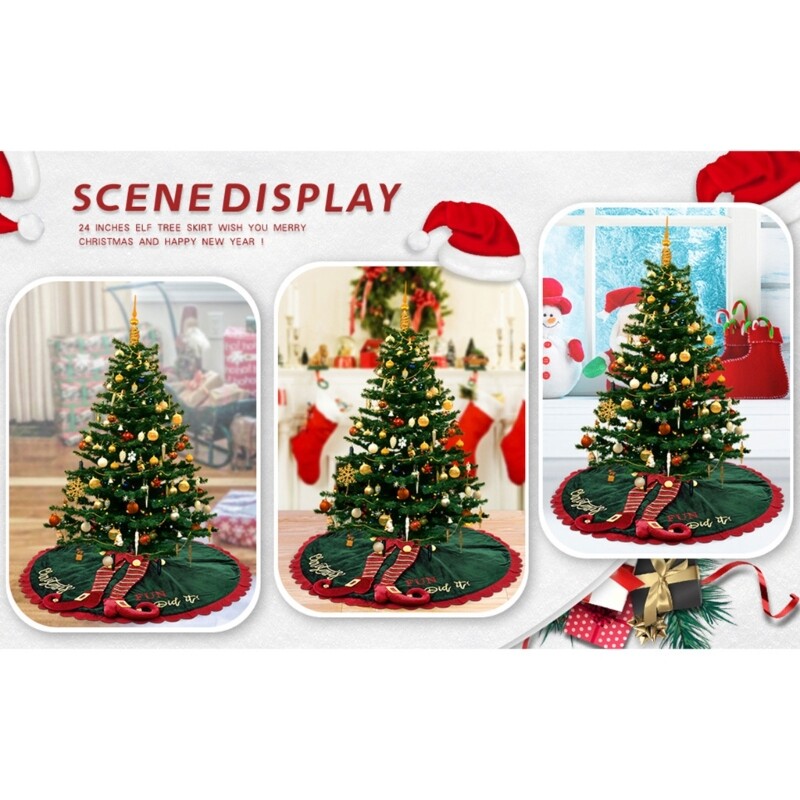 Christmas Tree Skirt 3D Elf Christmas Tree Foot Cover Carpet Base Mat ...
