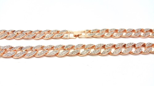 Mens 14K Rose Gold Finish Rapper's Miami Cuban Link Chain Necklace | eBay