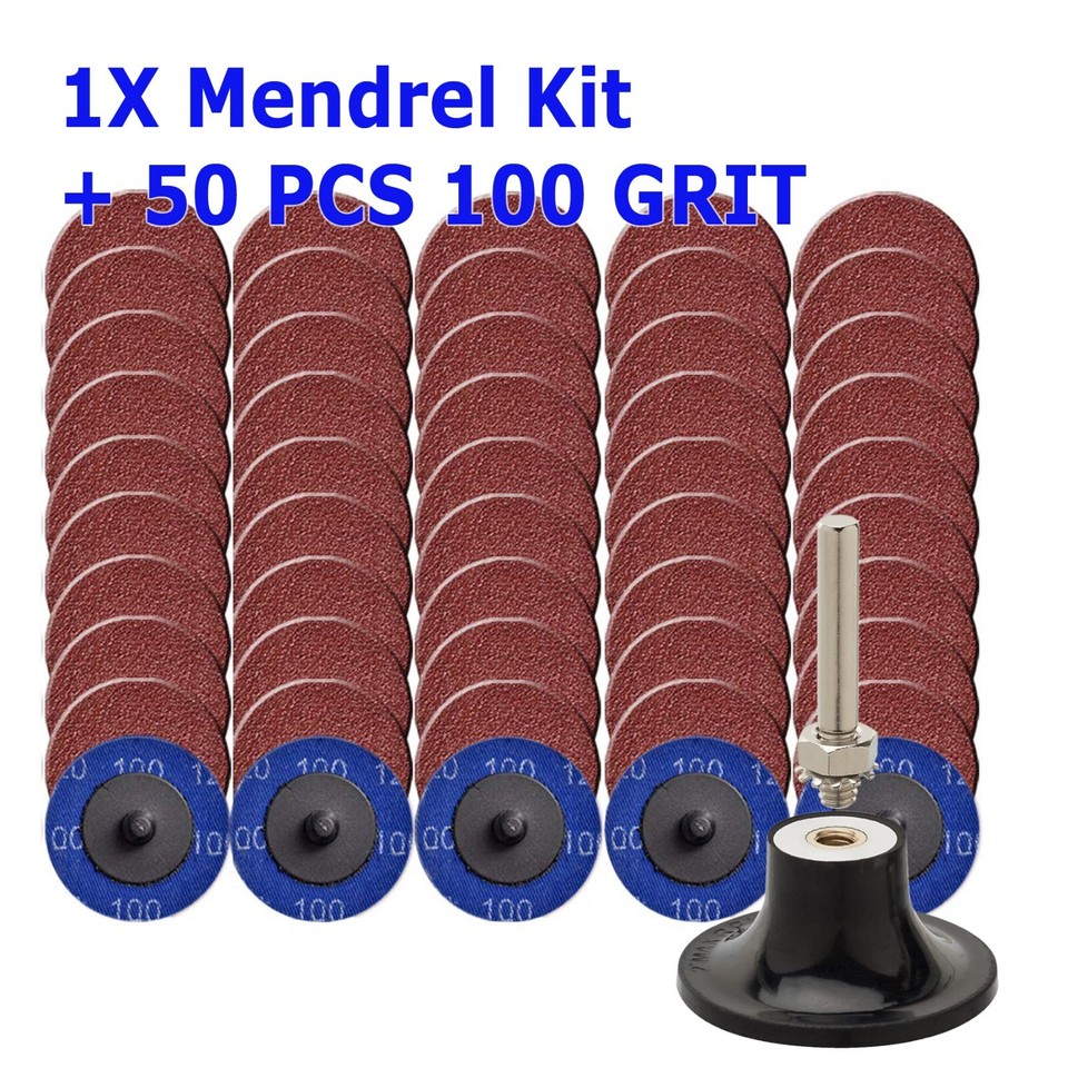 52PCS 2" Roll Lock Sanding Discs Set W/ 1/4 Holder Die Grinder Quick ...