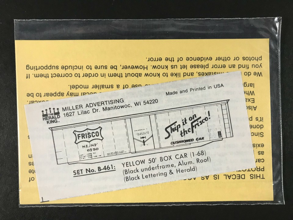 Herald King B-461 ST LOUIS SAN FRANCISO SLSF 40' Box Car HO Decal Set ...