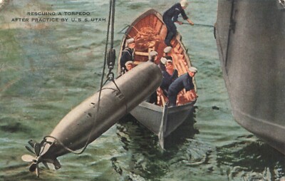 Postcard Rescuing a Torpedo After Practice by USS Utah AB6 | eBay Australia