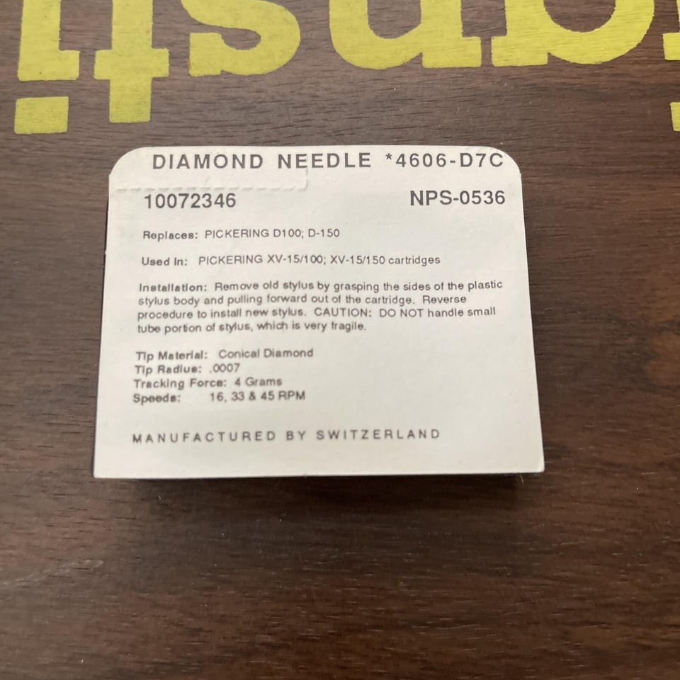 STEREO TURNTABLE STYLUS FOR Pickering D100 D-150 XV15/100 Pfanstiehl ...