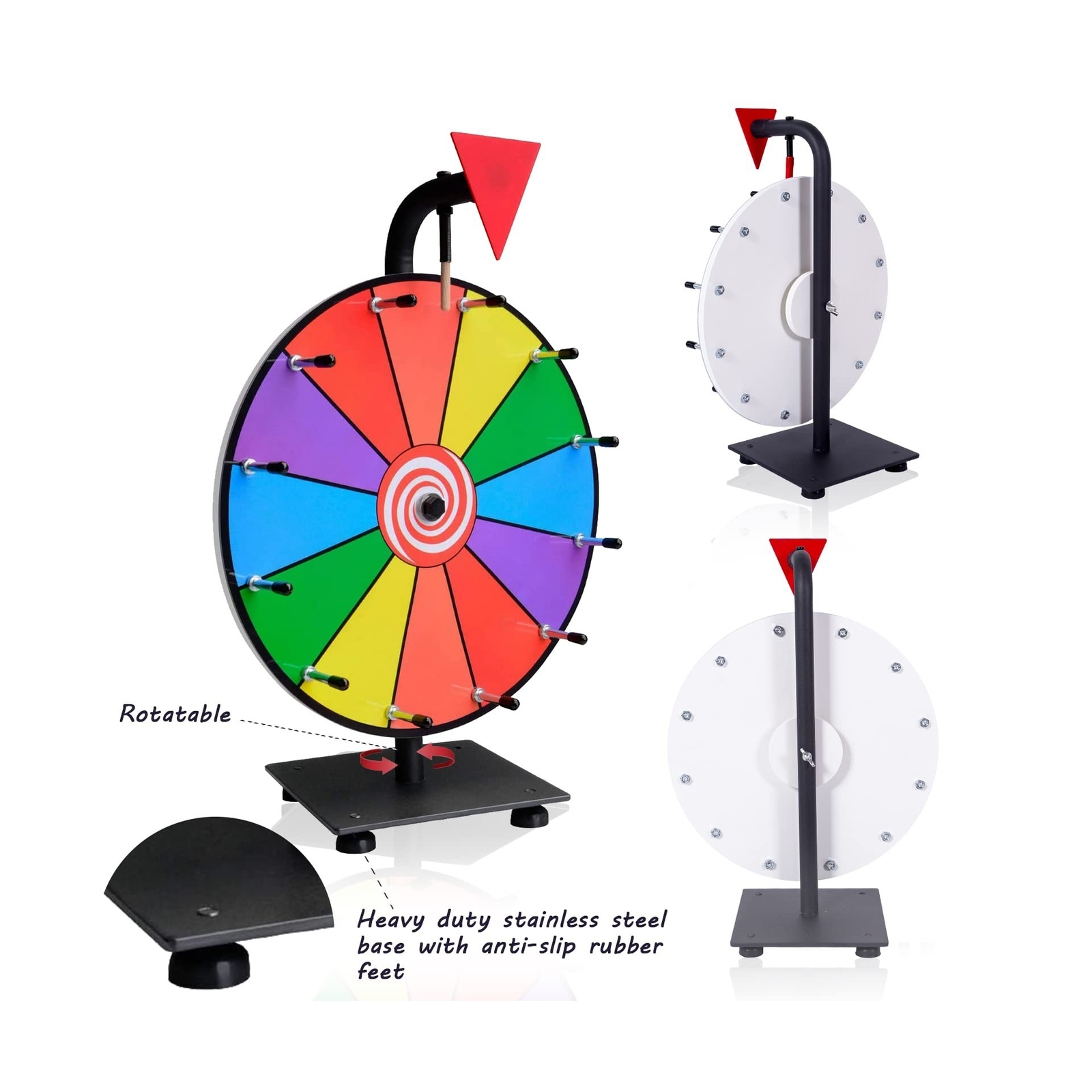Hooomyai 12 Inch Heavy Duty Spinning Wheel with 12 Slots Color Tabletop ...