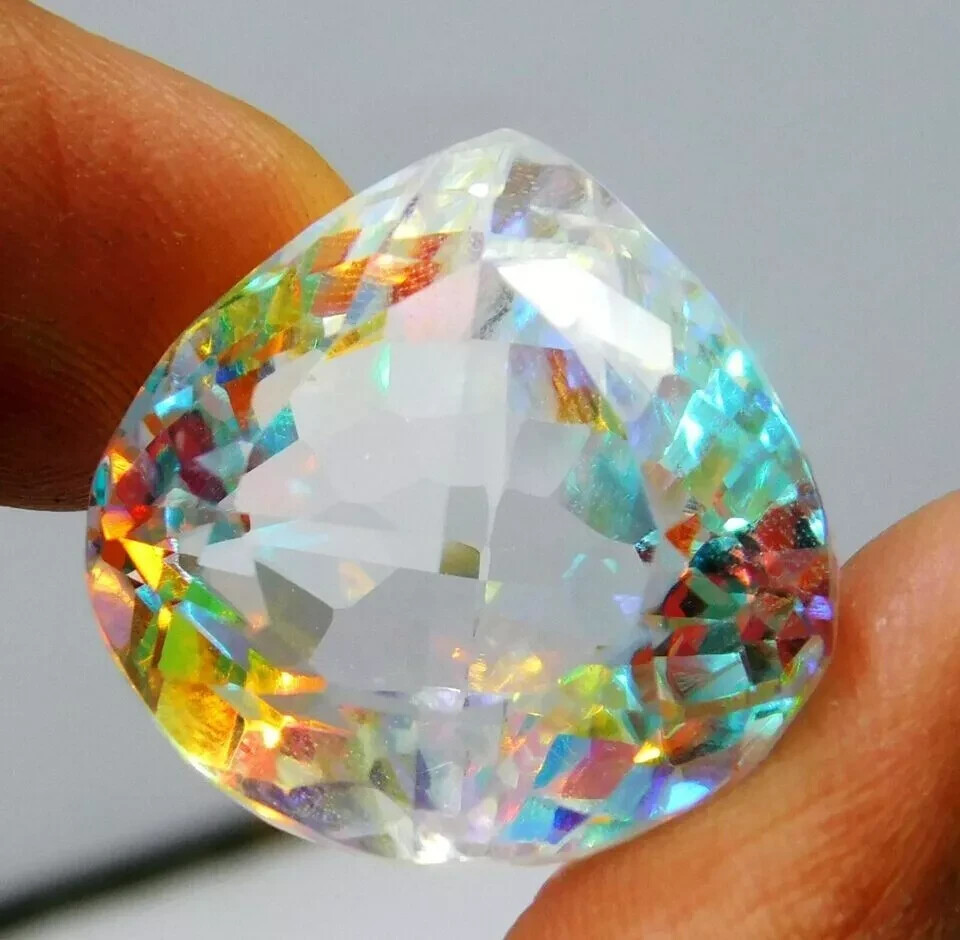 20 Ct + Natural Rainbow Mystic Topaz Untreated Pear Cut Loose Gemstone ...