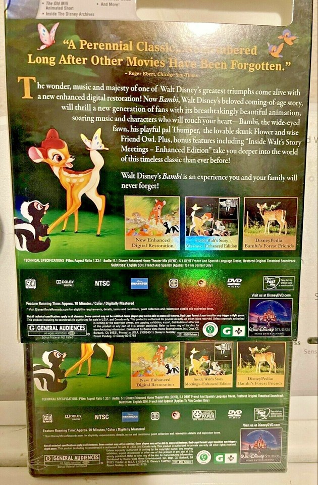 Bambi (DVD, 2011, 2-Disc Set) Disney Authentic & Brand New - Has ...