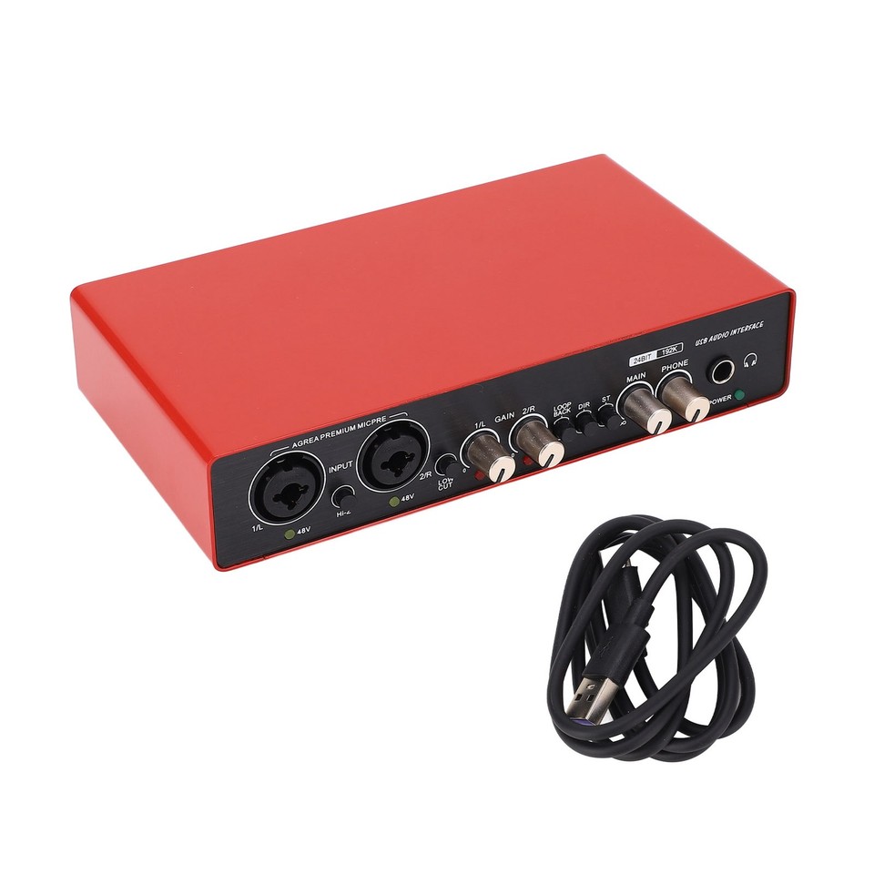 USB Audio Interface Sound Card For PC Guitar Phone Live Streaming ...